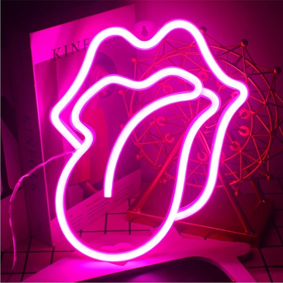 Urban Outfitters | Wall Decor | Lipstick Tongue Neon Pink Led Light ...